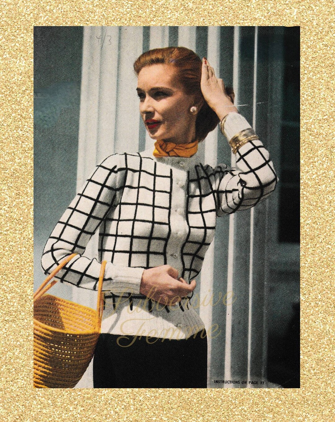 1950s Vogue Checked Cardigan in Sizes 32, 34, 36 and 38 - Vintage ...