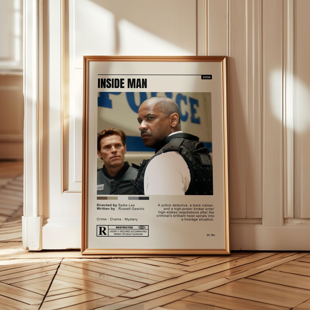 Inside Man Movie Poster – Heist Thriller Film Print, Urban Crime Drama ...