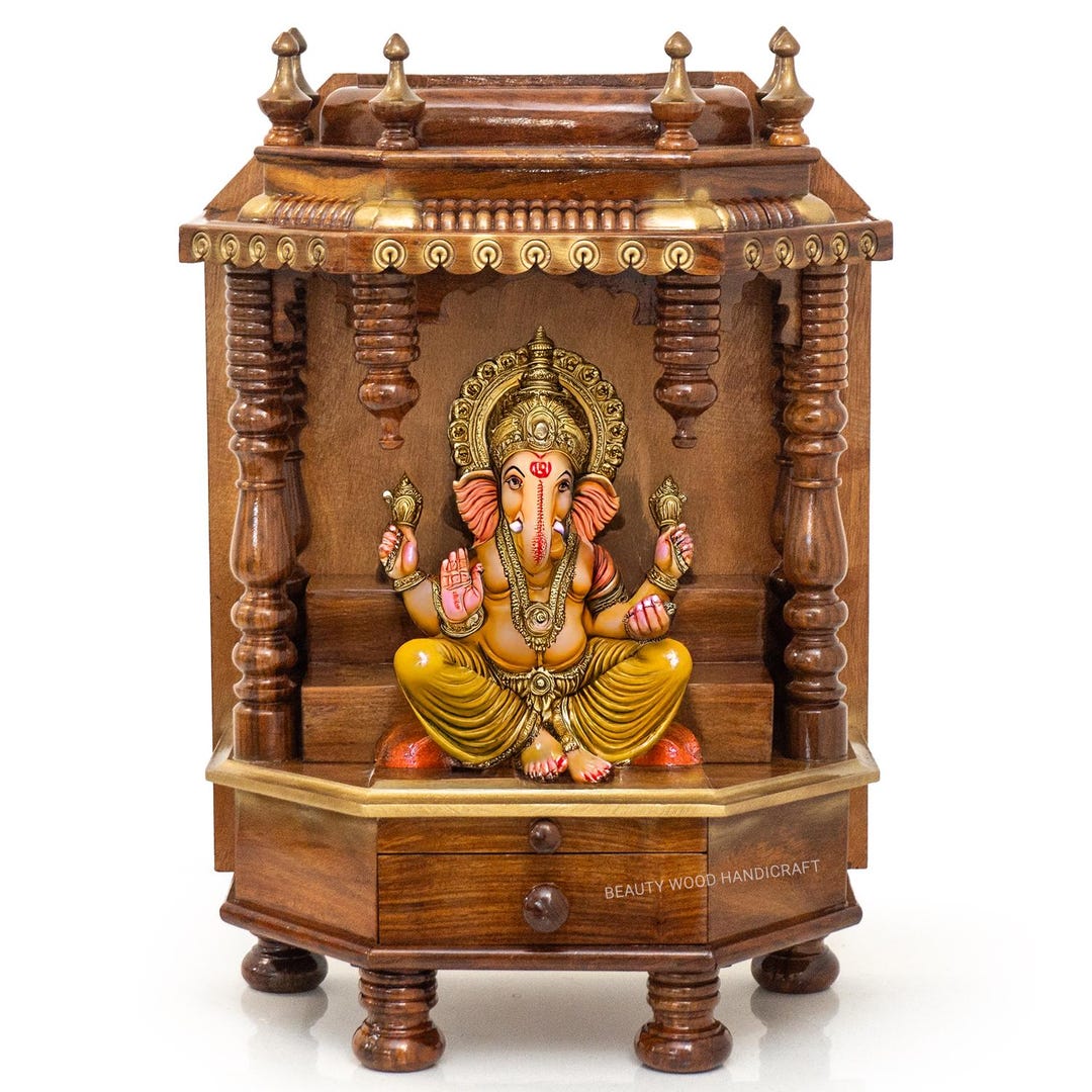 Sheesham Rosewood Pooja Mandir: Wooden Temple With Storage Drawer - Etsy