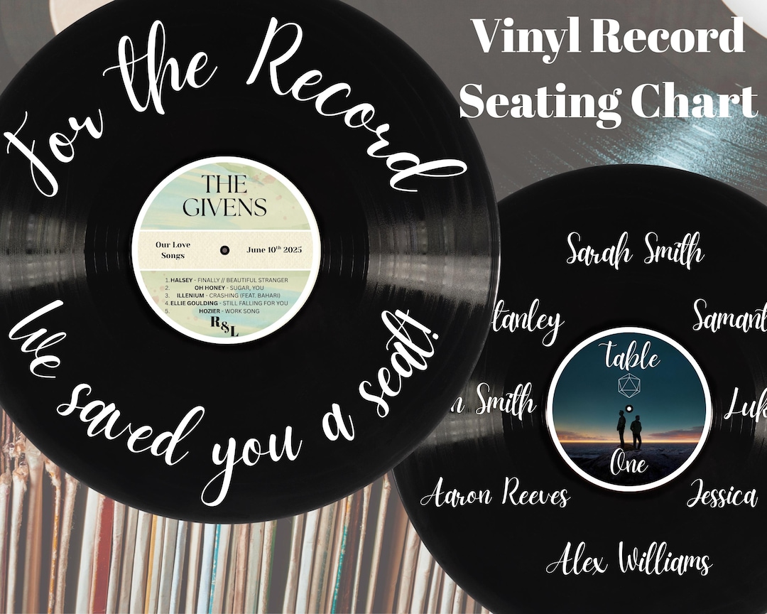 Custom Vinyl Record Wedding Seating Chart: Vintage Music Theme - Etsy
