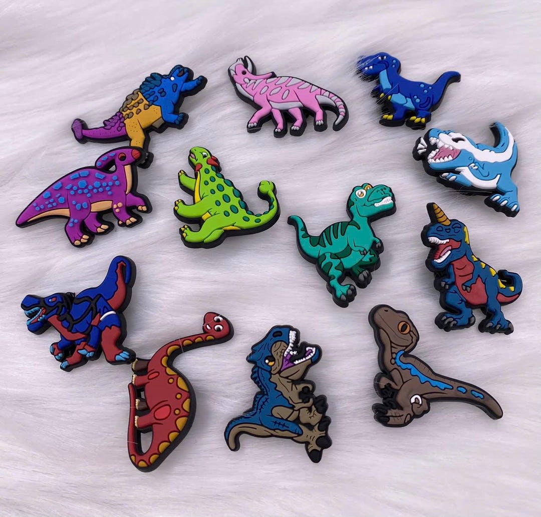 12PCS Dinosaur Shoe Charms for Kids Boys Girls – Cute Colorful Dino ...