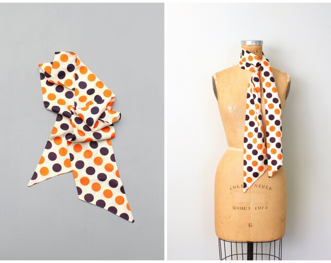 Vintage Mod 1960s . 70s Polka Dot Silk Scarf - 5" X 61" Long Sash ...