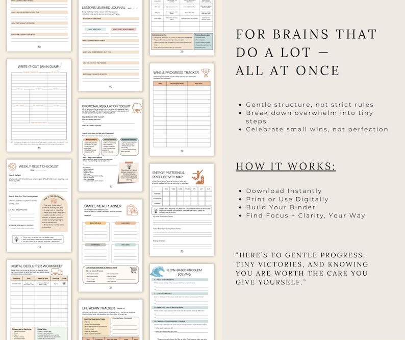 The ADHD Life Binder | Spring Refresh | Printable ADHD Planner, 60 ...