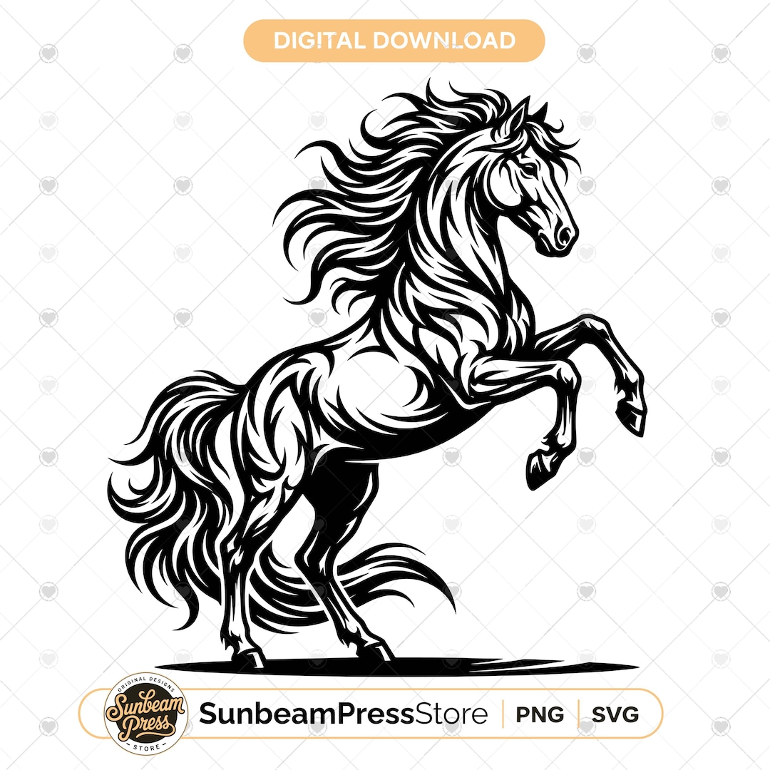 Rearing Horse SVG Png | Wild Horse Svg | Horse Silhouette Svg | Mustang ...