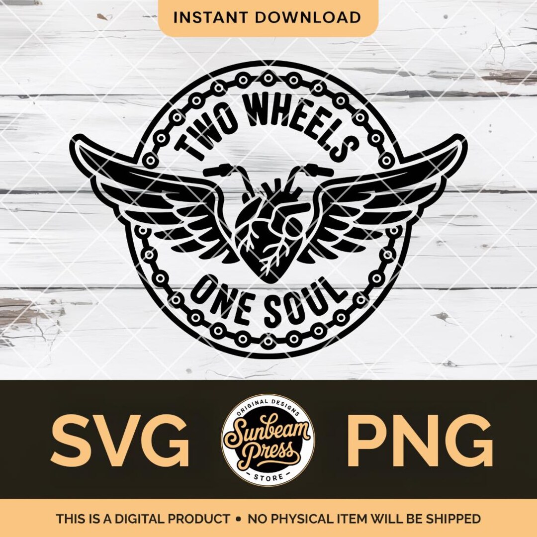 Two Wheels One Soul SVG PNG Biker Motorcycle Hat Patch Design Glowforge ...