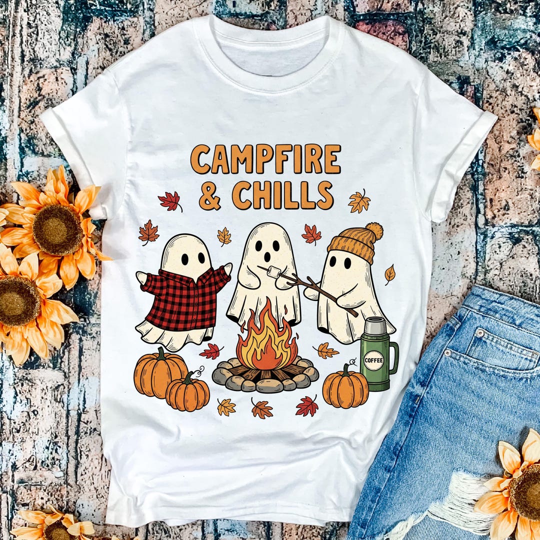 Fall Ghosts PNG, Cute Ghost Png, Halloween Ghosts Png, Cozy Campfire ...