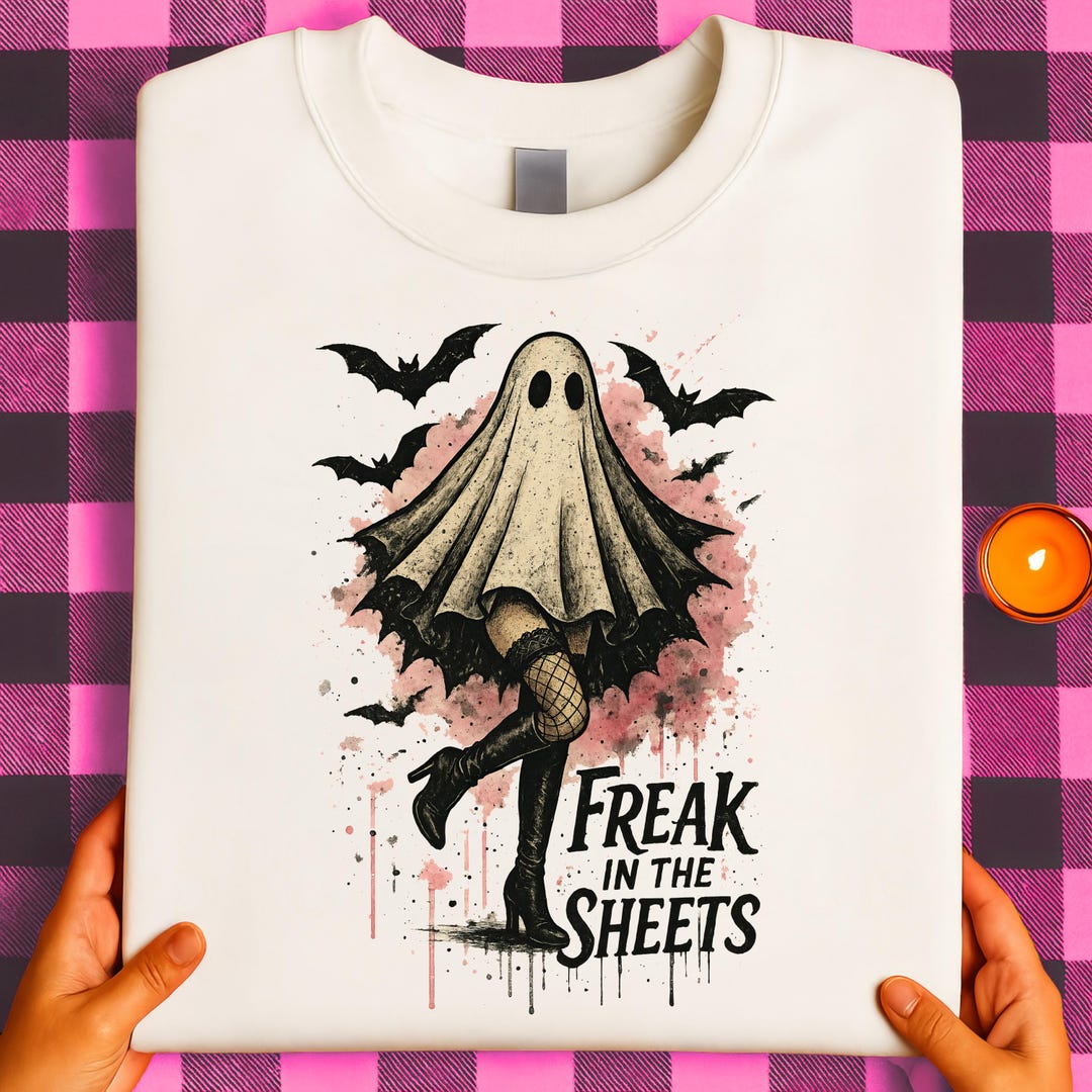 Freak in the Sheets PNG • Sexy Pin‑up Ghost Halloween Sublimation • Naughty Couple Graphic ...