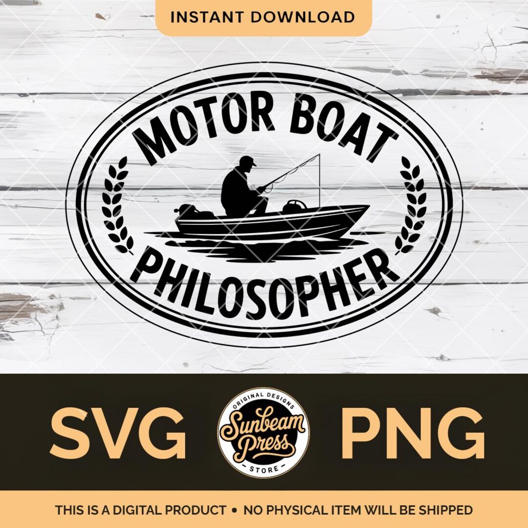 Motorboat Fishing Oval Badge SVG PNG – “motor Boat Philosopher” Hat ...
