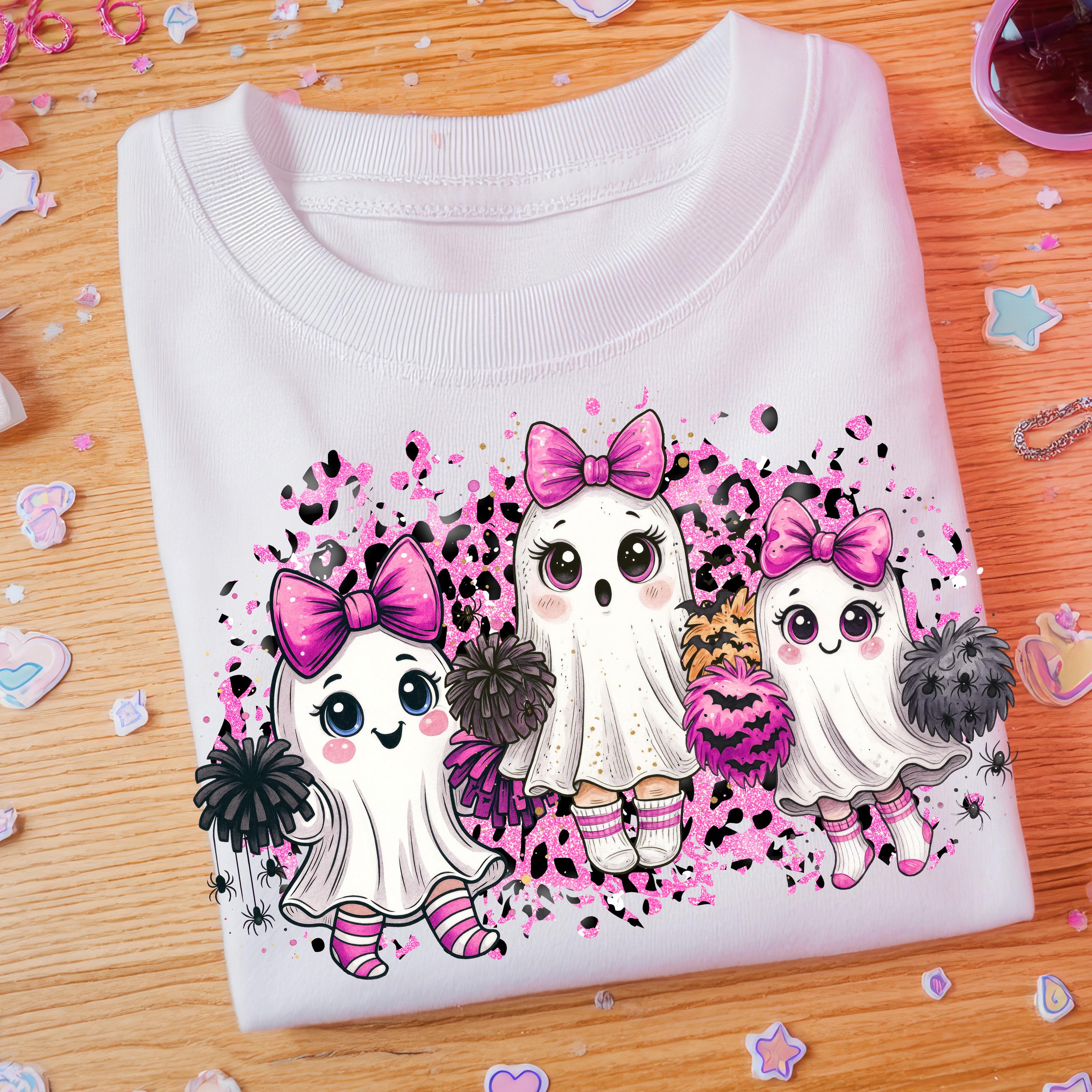 Cheerleader Ghost PNG, Cute Halloween Cheer Sublimation, Pink Glitter ...