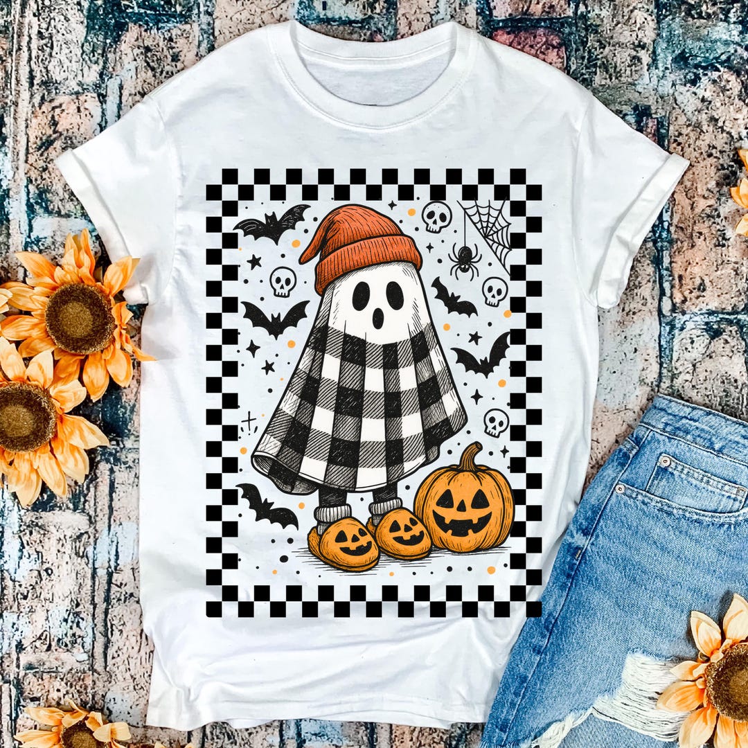 Buffalo Plaid Ghost PNG, Edgy Halloween Sublimation, Checkerboard ...