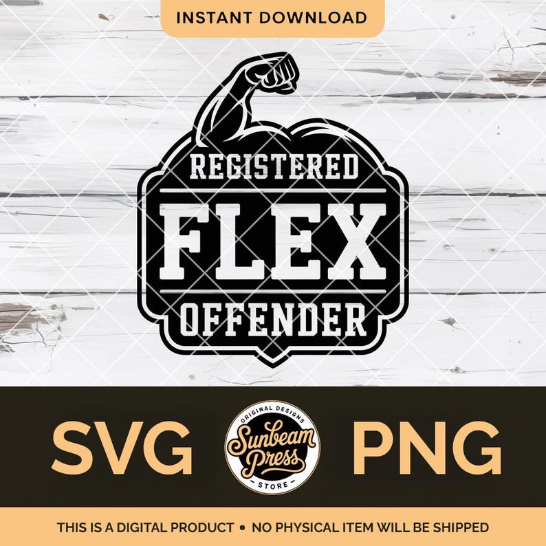 Registered Flex Offender SVG PNG – Funny Gym Lifting Badge for ...