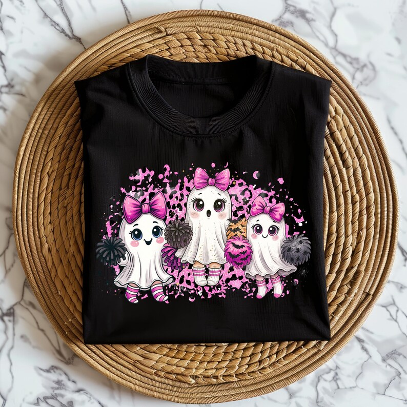 Cheerleader Ghost PNG, Cute Halloween Cheer Sublimation, Pink Glitter ...