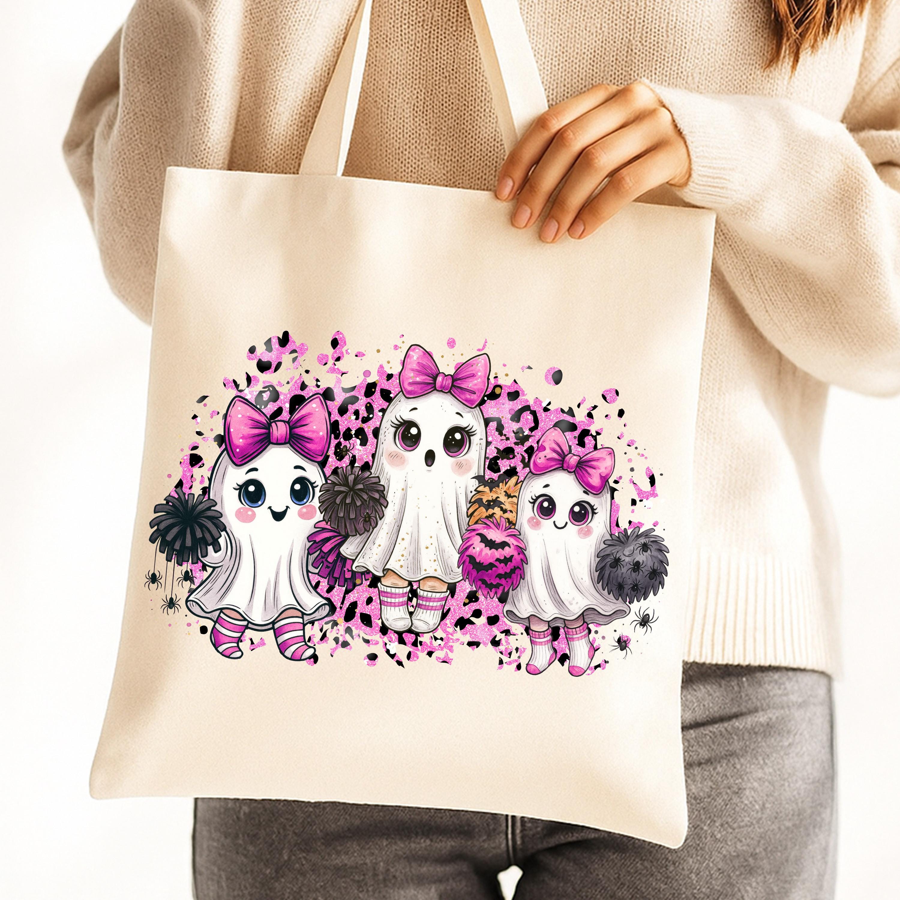 Cheerleader Ghost PNG, Cute Halloween Cheer Sublimation, Pink Glitter ...