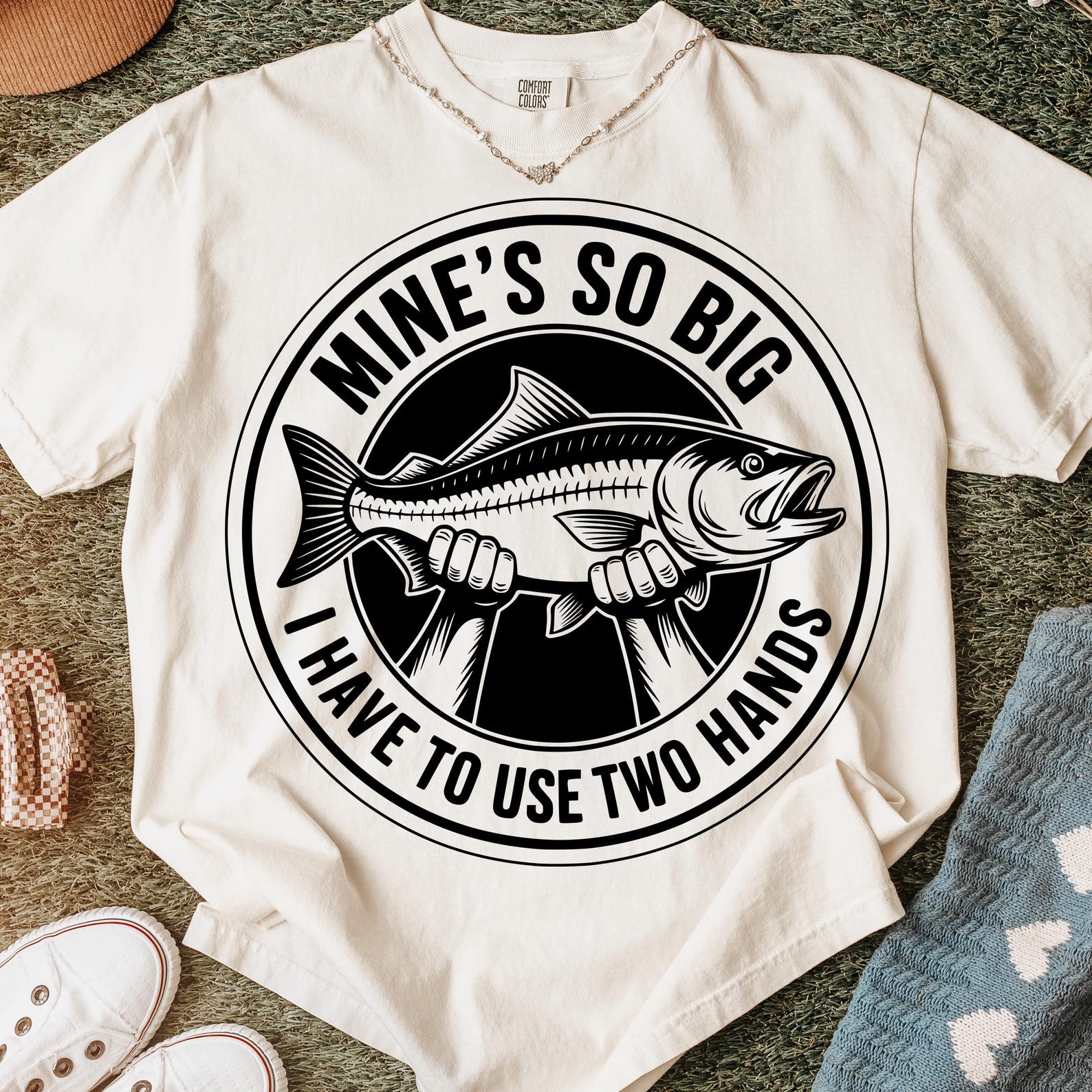 Mine’s so Big I Have to Use Two Hands SVG PNG, Funny Fishing Patch ...