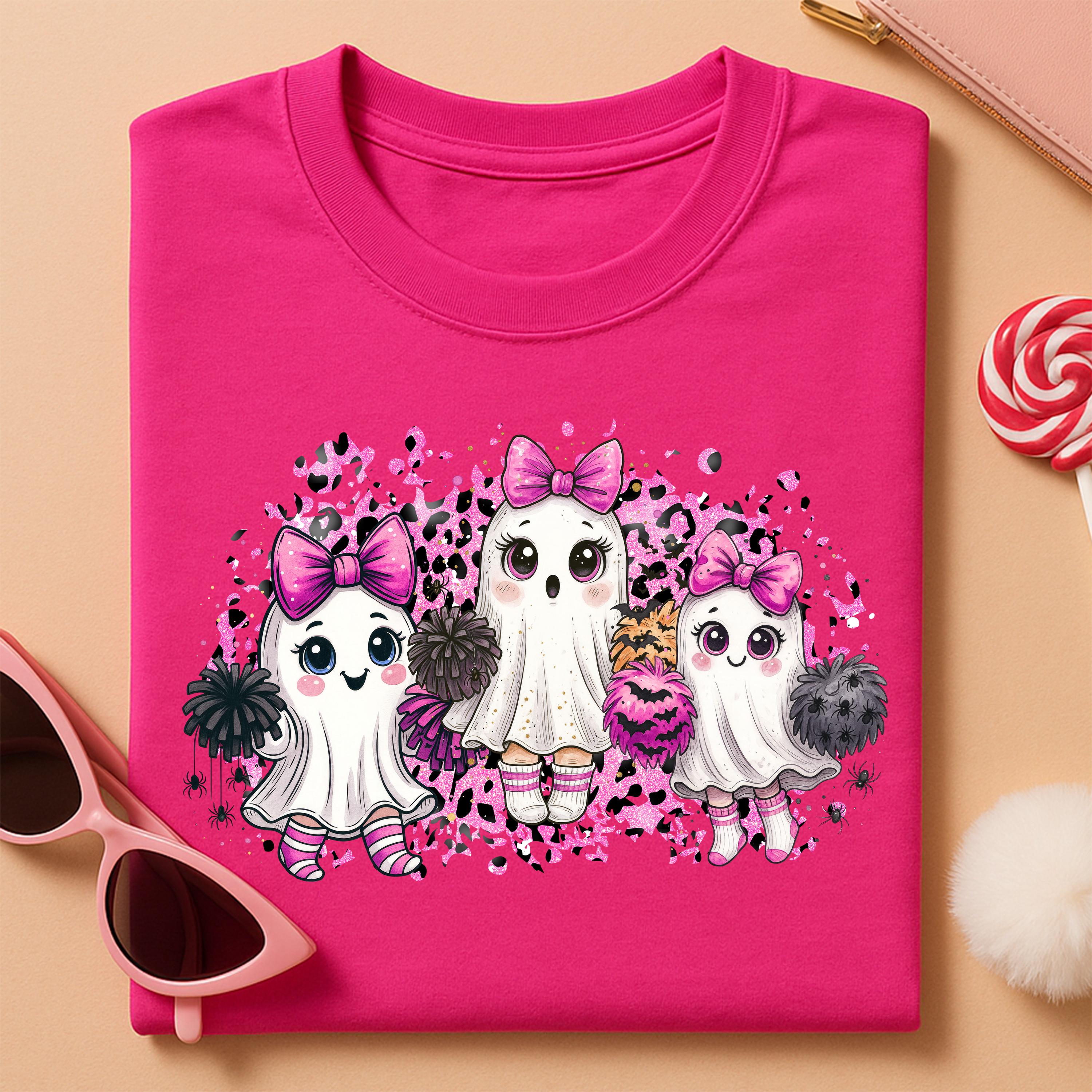 Cheerleader Ghost PNG, Cute Halloween Cheer Sublimation, Pink Glitter ...