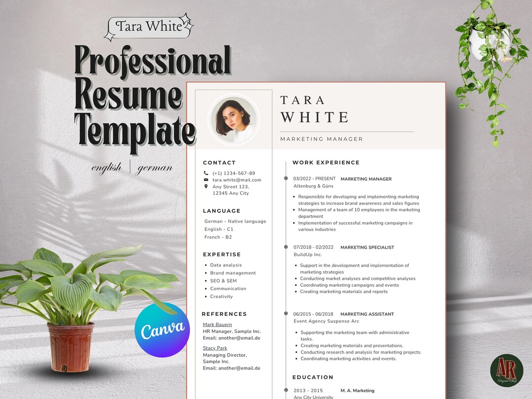 Professional ATS Resume Template Bundle Modern CV 1 and 2 Page Cover ...
