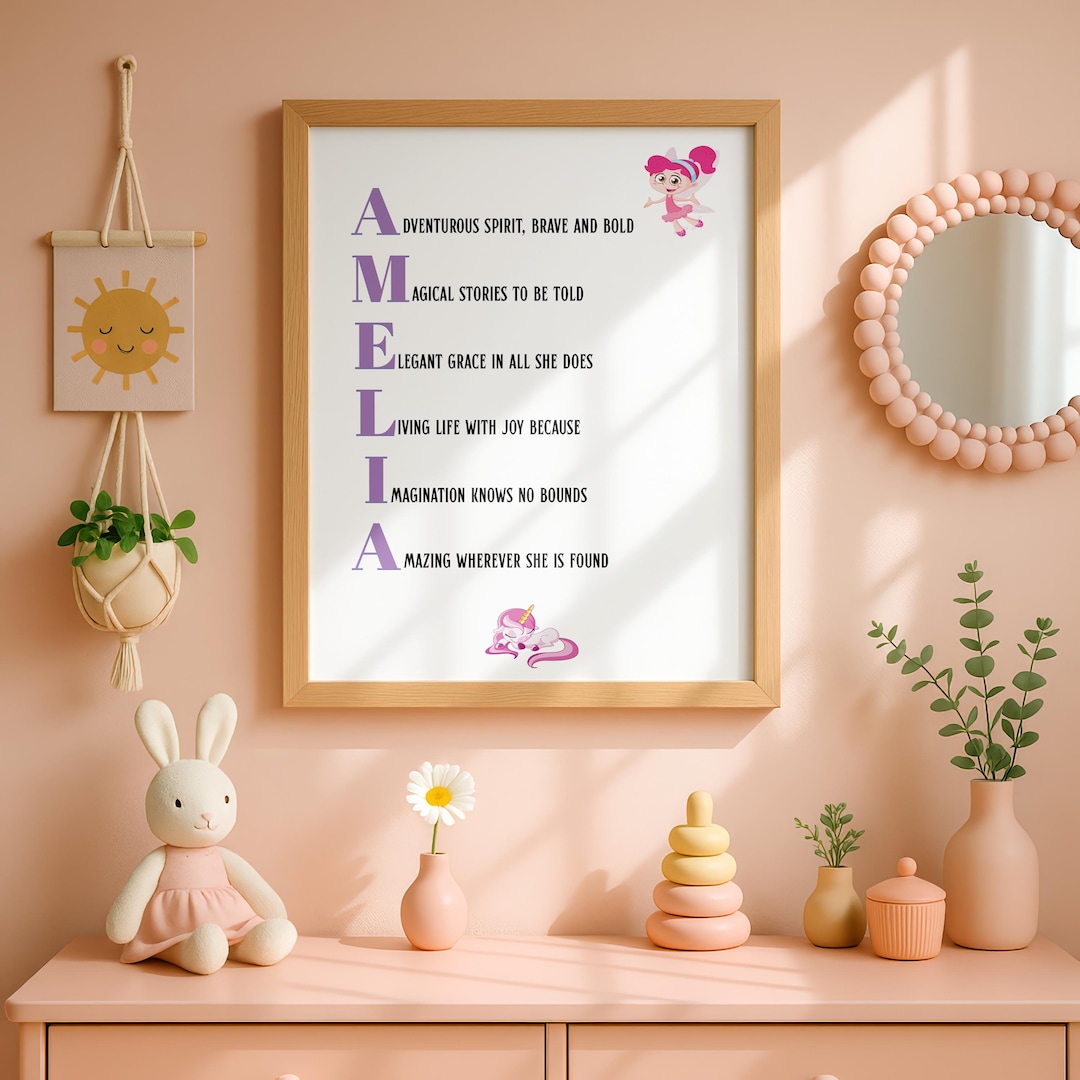 AMELIA Name Acrostic Poem Digital Wall Art - Personalised Name Print ...