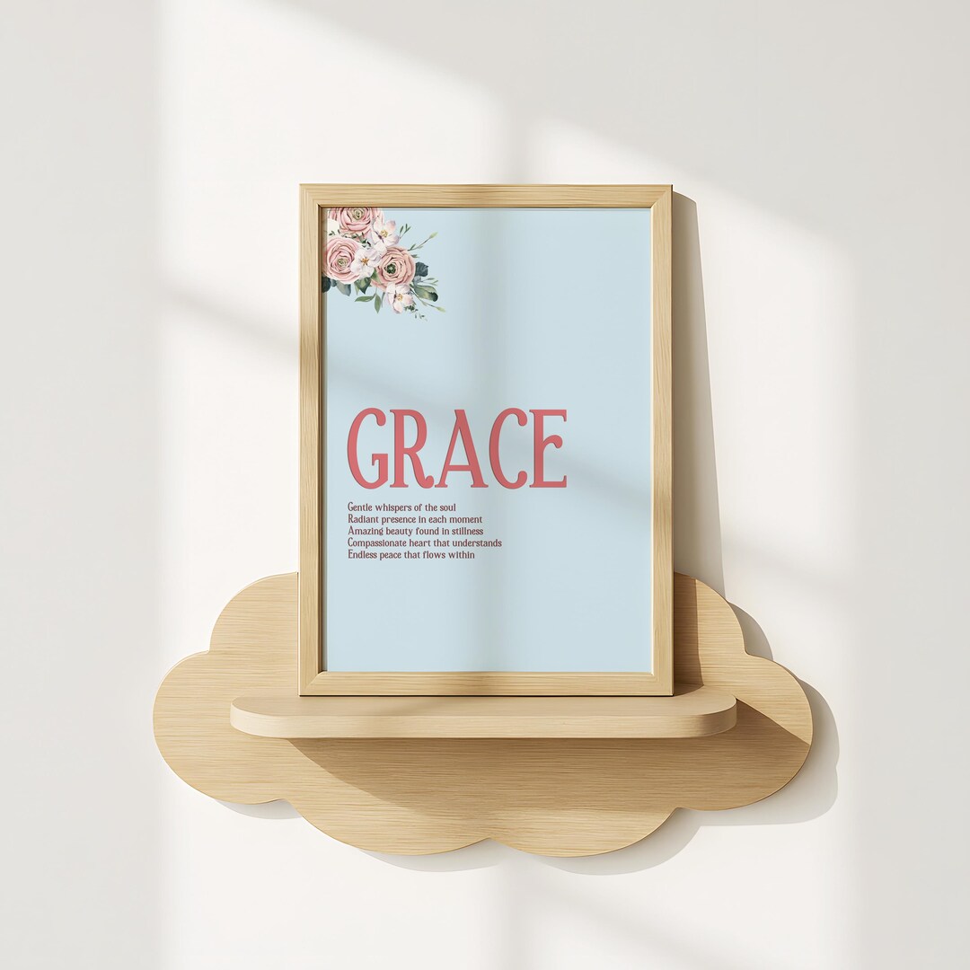 GRACE Acrostic Poem Print, Watercolor Flowers, Christian Home Decor ...
