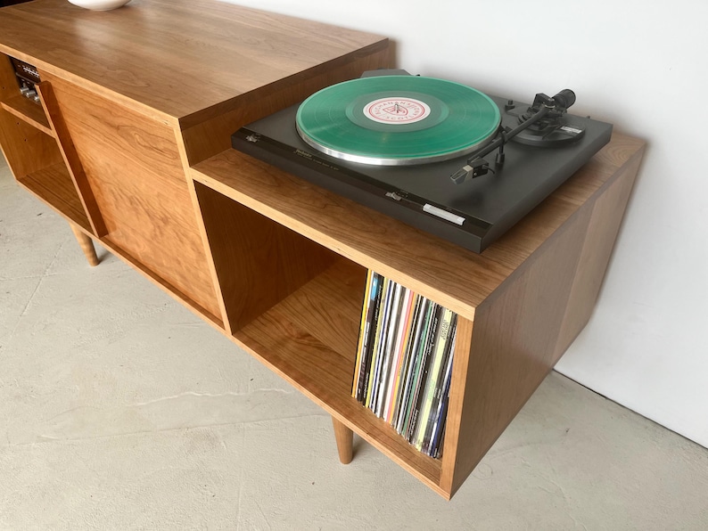 Handmade Cherry Record Media Console – Mid-century Modern Style – 60"l ...
