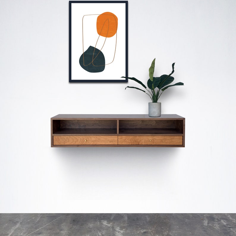 Floating Alto Console / Entry Table Walnut and Cherry - Etsy