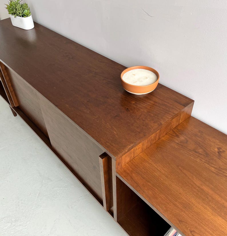 Record Player Console - Sliding Doors - Solid Cherry - Teak Finish - 75 ...