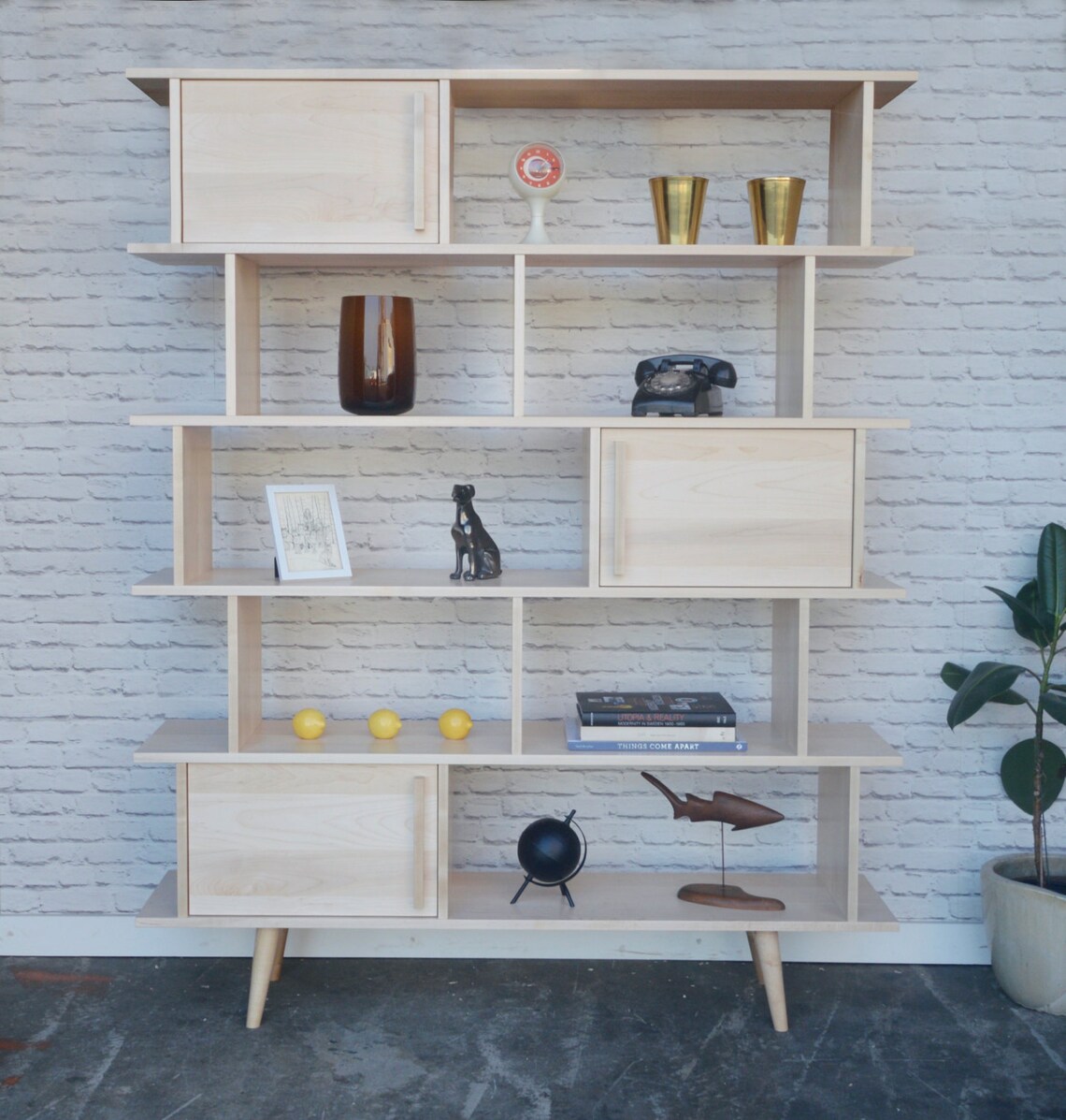 Oxelaand Multilevel Bookcase With Doors Solid Maple Clear - Etsy