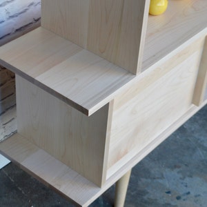 Oxelaand Multilevel Bookcase With Doors - Solid Maple - Clear Finish - Etsy