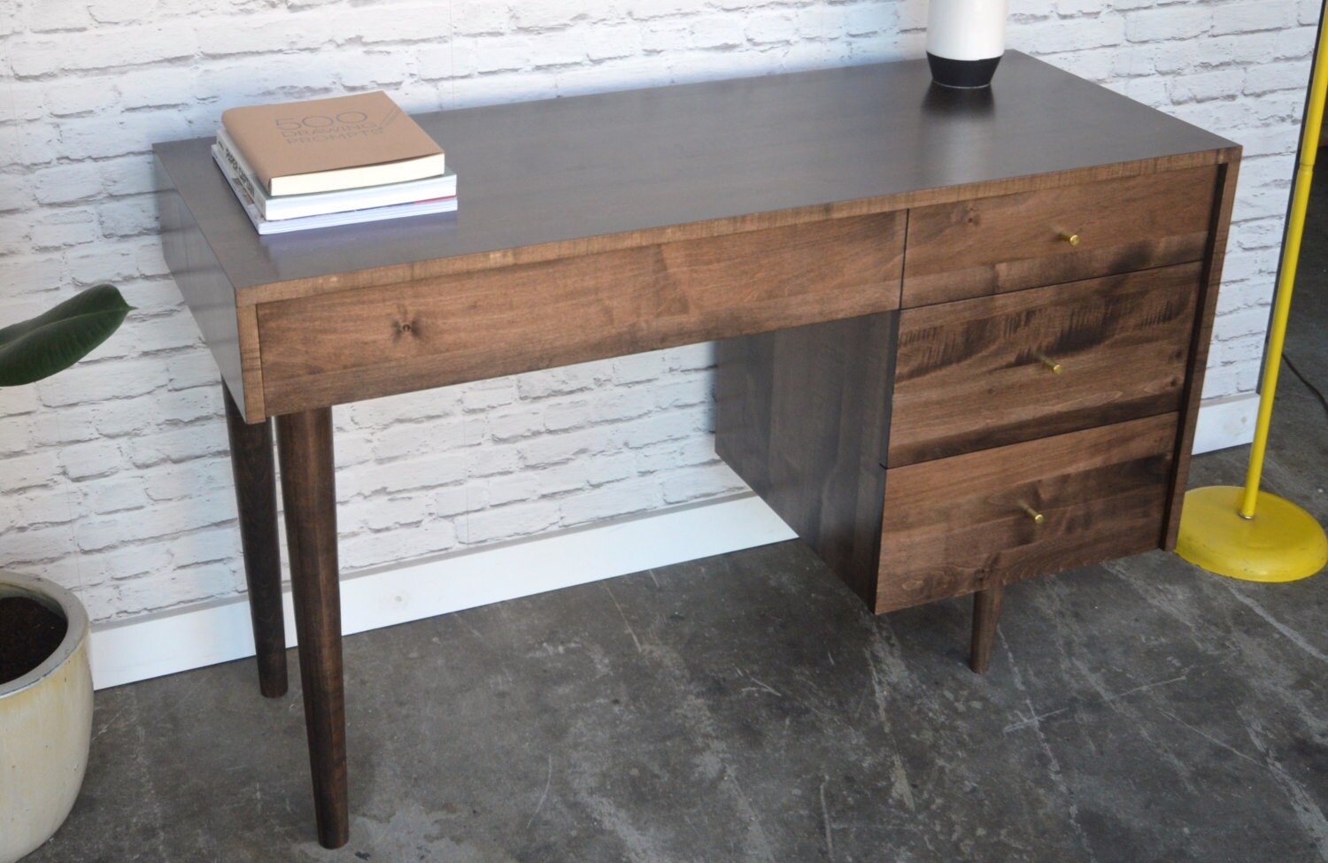 April Desk Solid Maple Dark Walnut Finish | Etsy