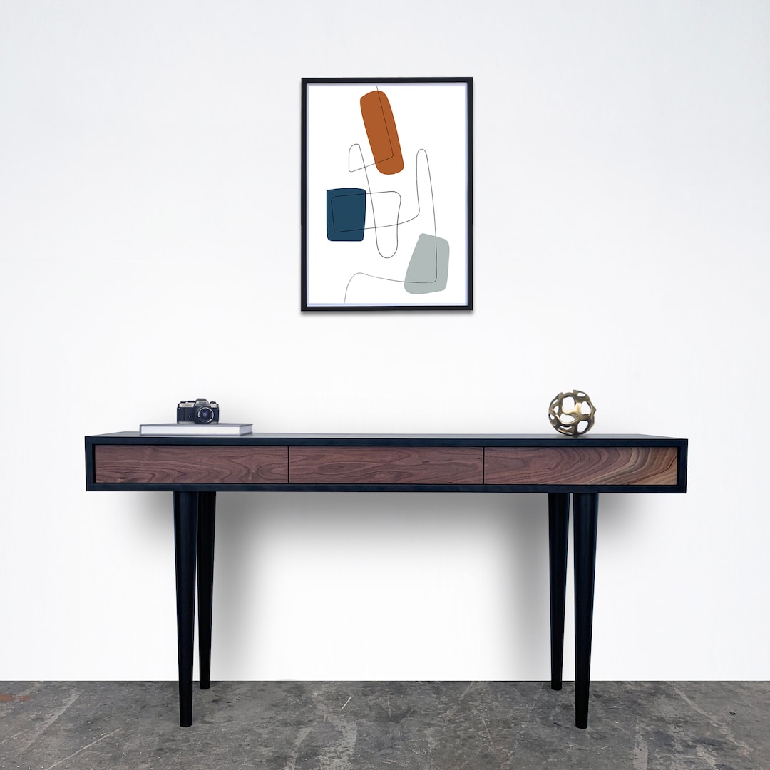 Bloom Console Table - Ebony on Cherry - Walnut Fronts - in Stock! - Etsy