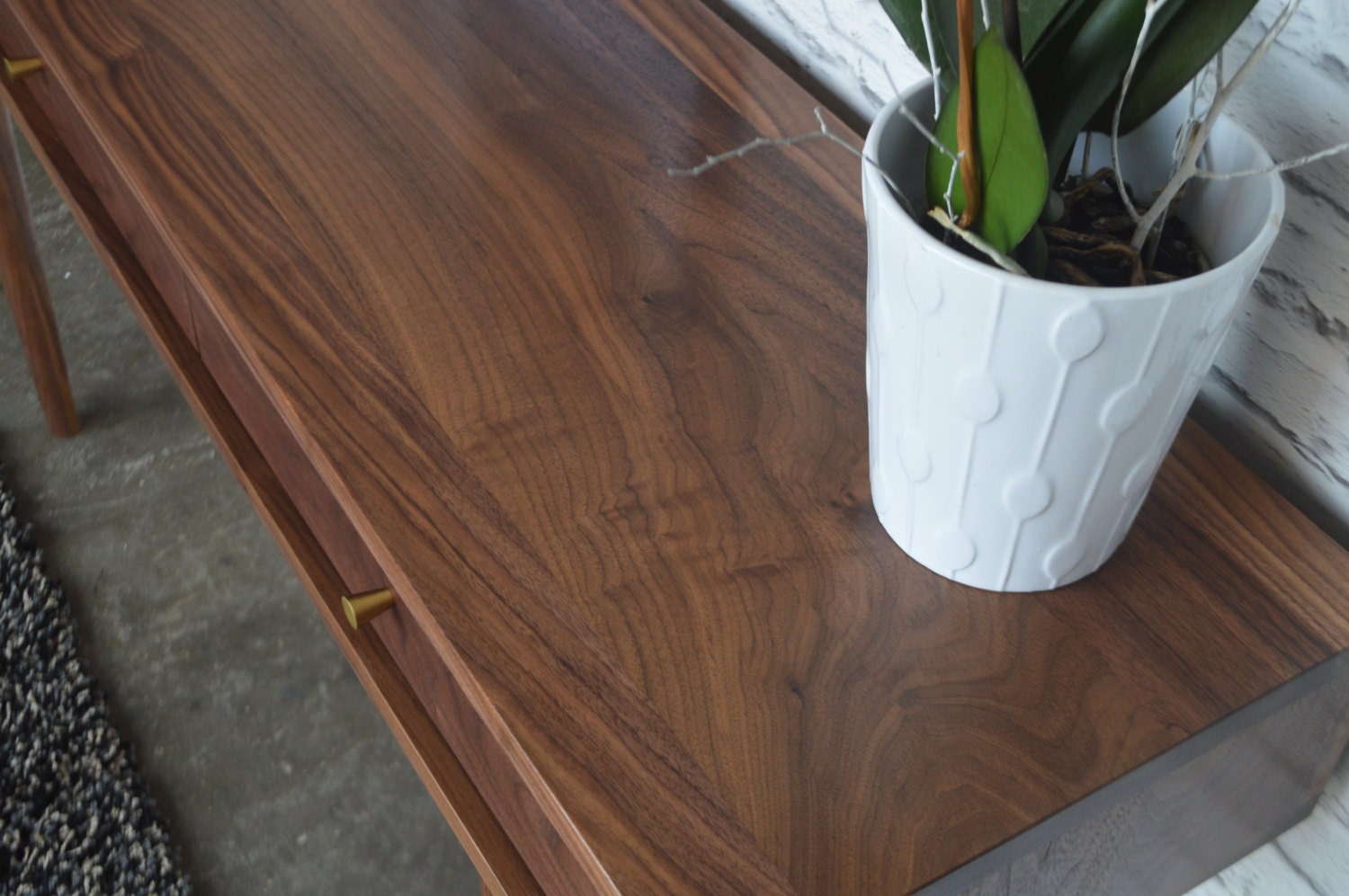 Solid Walnut Console Table 3 Drawers | Etsy