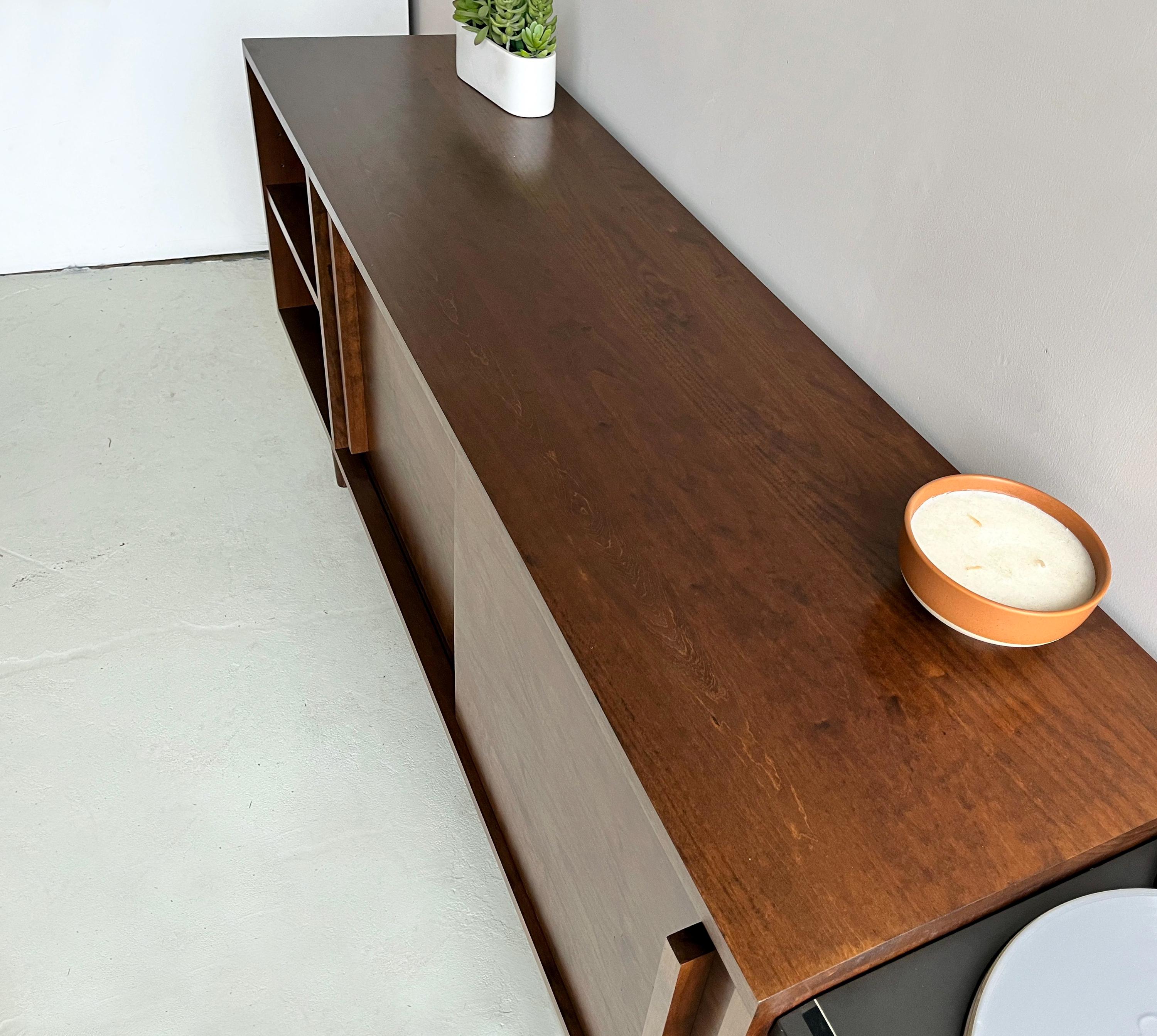 Record Player Console - Sliding Doors - Solid Cherry - Teak Finish - 75 ...