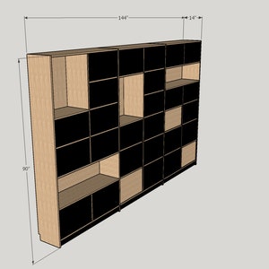 12 Ft Bookcase in Solid Maple - Ebony/clear - Etsy