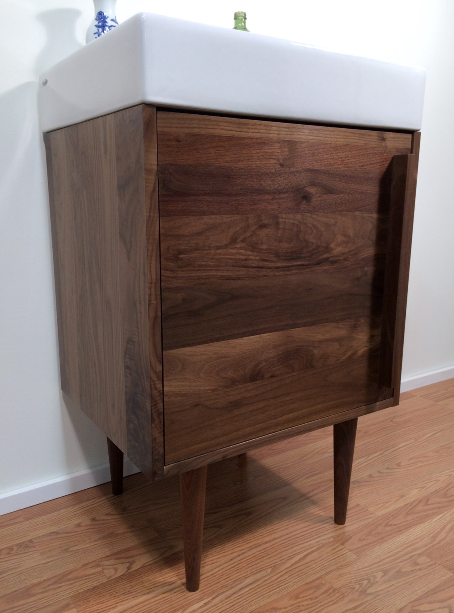 Solid Walnut Bathroom Sink Cabinet - Etsy