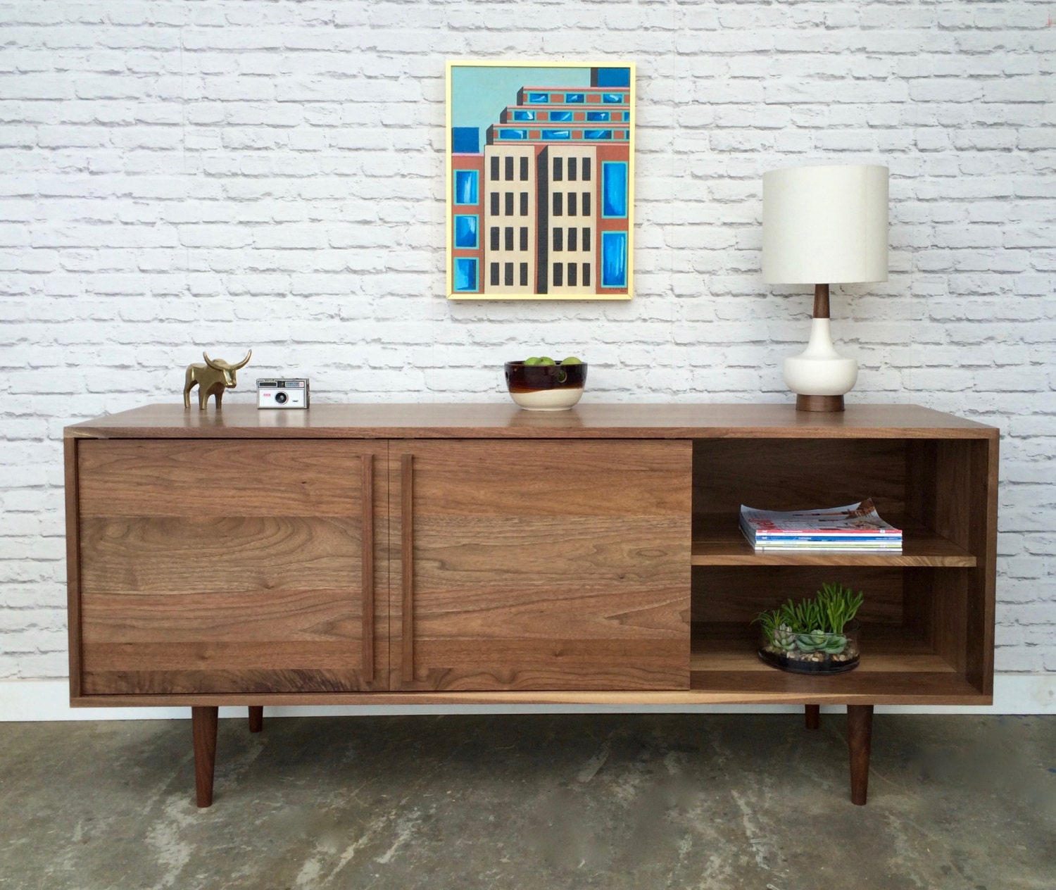 Kasse Media Console in Solid Walnut | Etsy