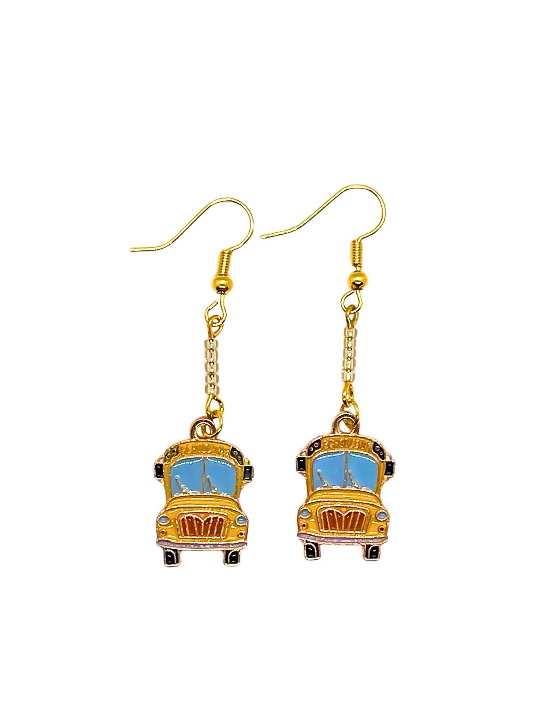School Bus Earrings | Yellow Seed Beads | Teacher Jewelry | Back to ...