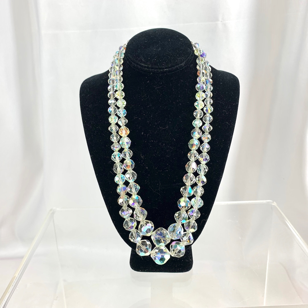 Aurora Borealis Graduated Crystal Two Strand Necklace - Etsy