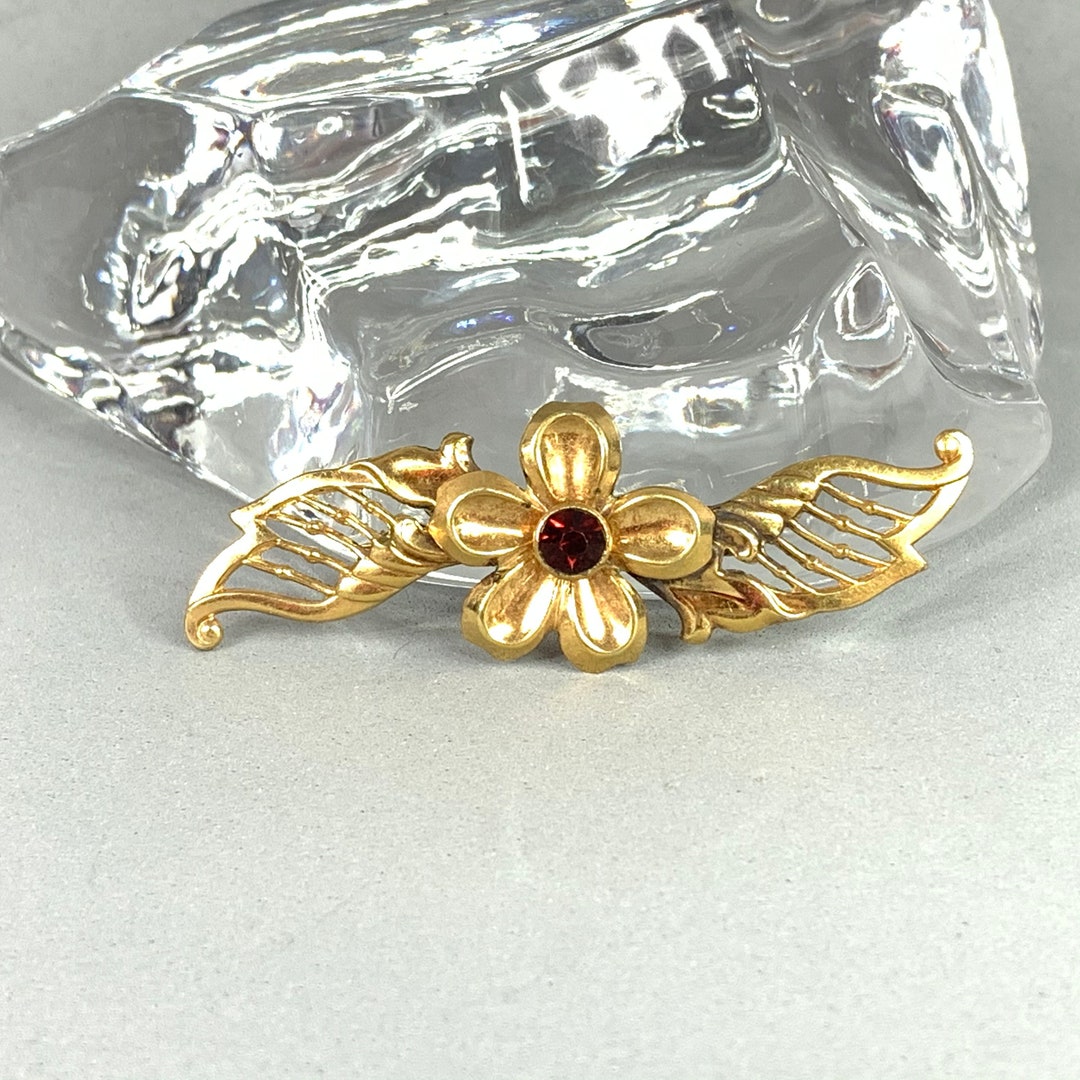 Harry Iskin Gold Filled Watch Pin Garnet Rhinestone - Etsy