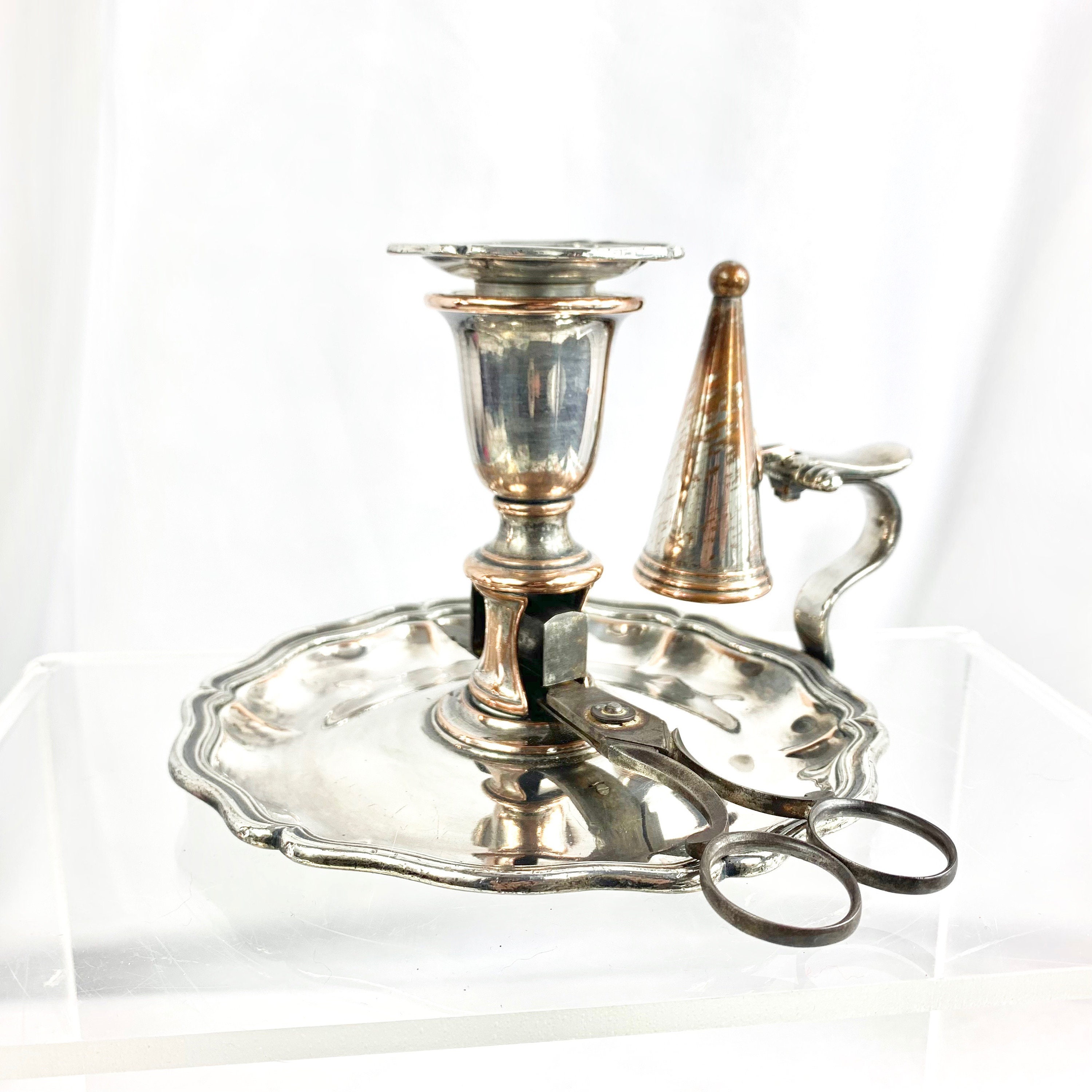 Silver candle plate store