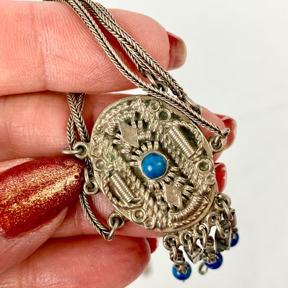 Turkish 800 Silver Turquoise Niello Necklace - Gem