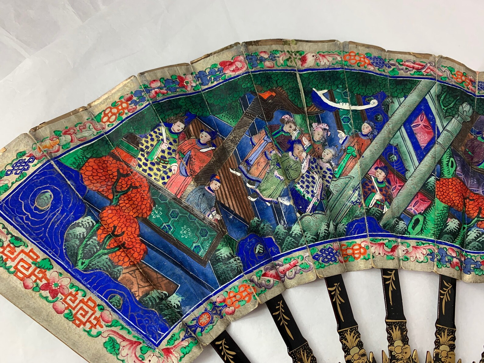 Lacquer 1000 Faces Hand Fan, Qing Dynasty, 19th Century, Chinese Export ...