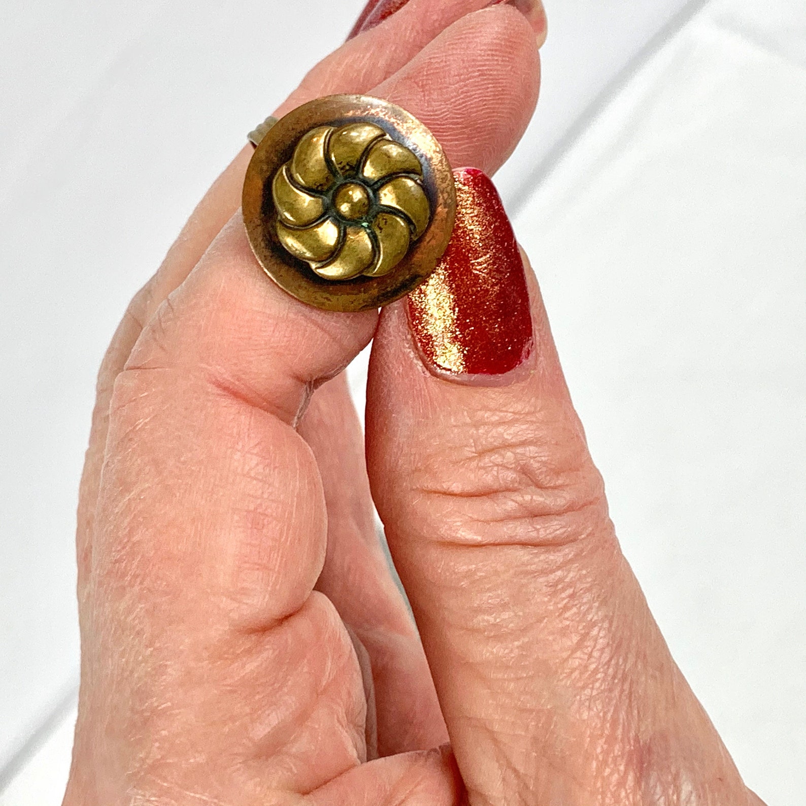 Artisan Copper and Brass Retro Repousse Ring - Etsy