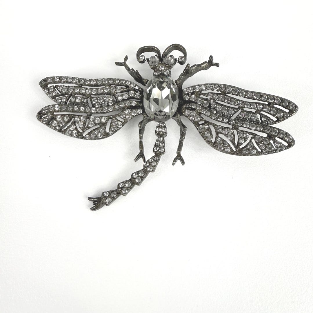 Heidi Daus for Jim Walter Trembling Dragonfly Brooch, Huge Costume ...