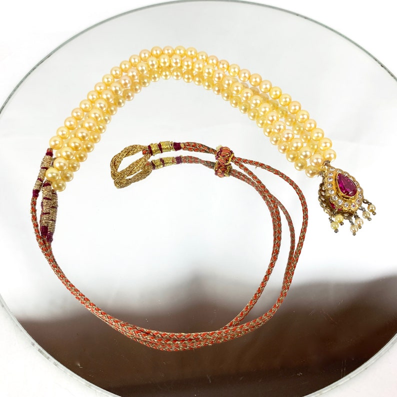 Indian Wedding Ruby Pearl Topaz Traditional Necklace Polki - Etsy