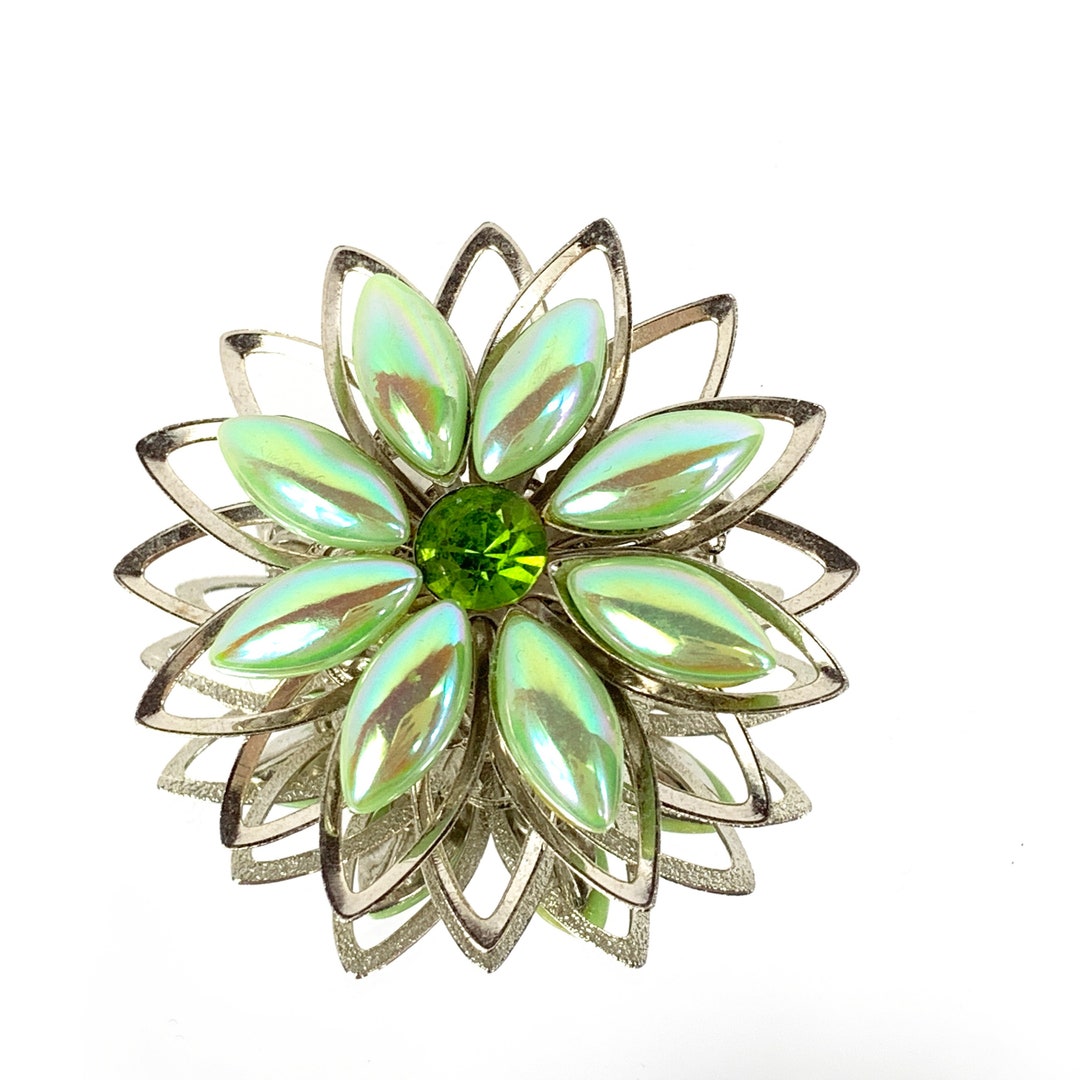 Atomic Age Mid Century Brooch Neon Green Rave Brooch - Etsy
