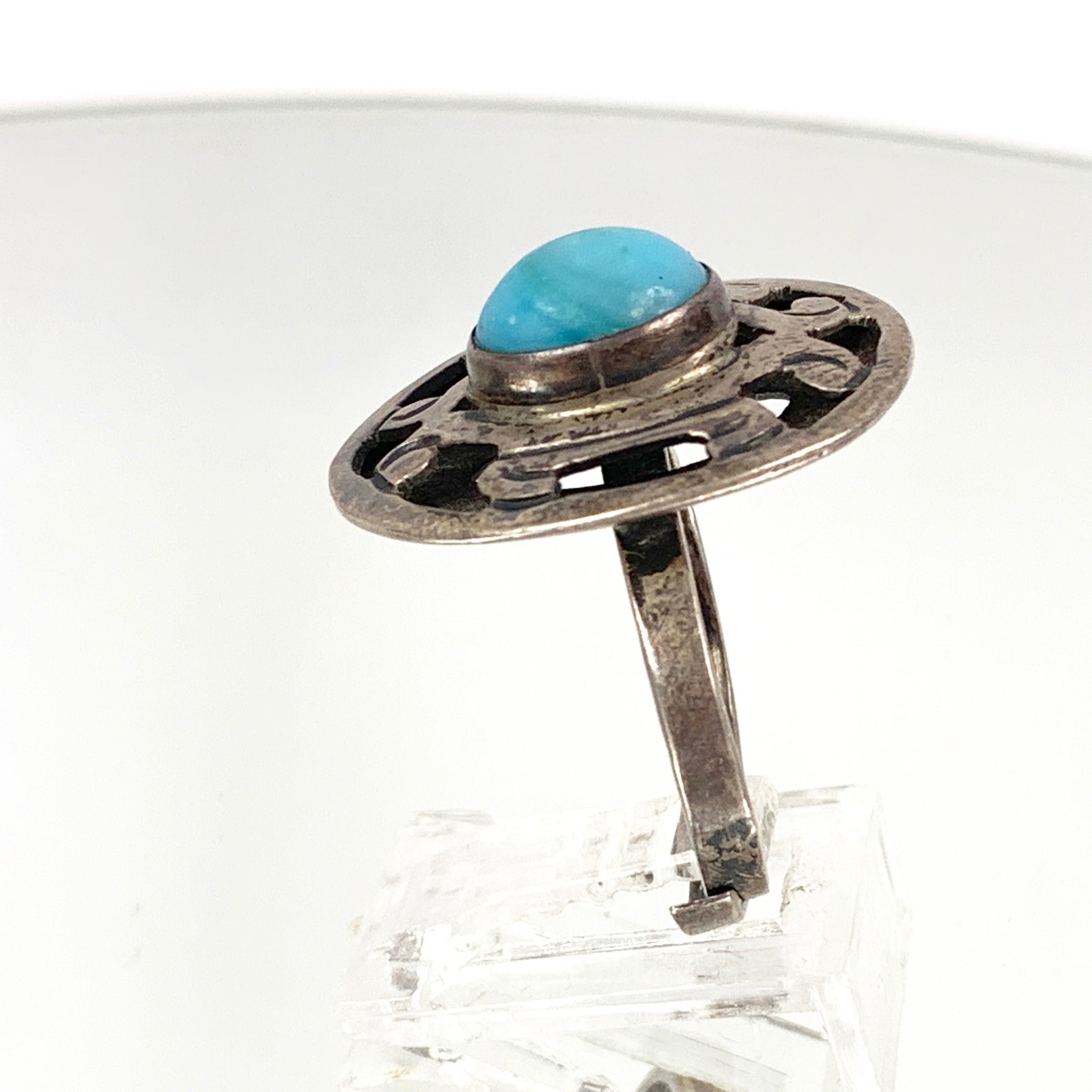 Mexican Silver Shadow Box Ring by Fred Davis - Etsy