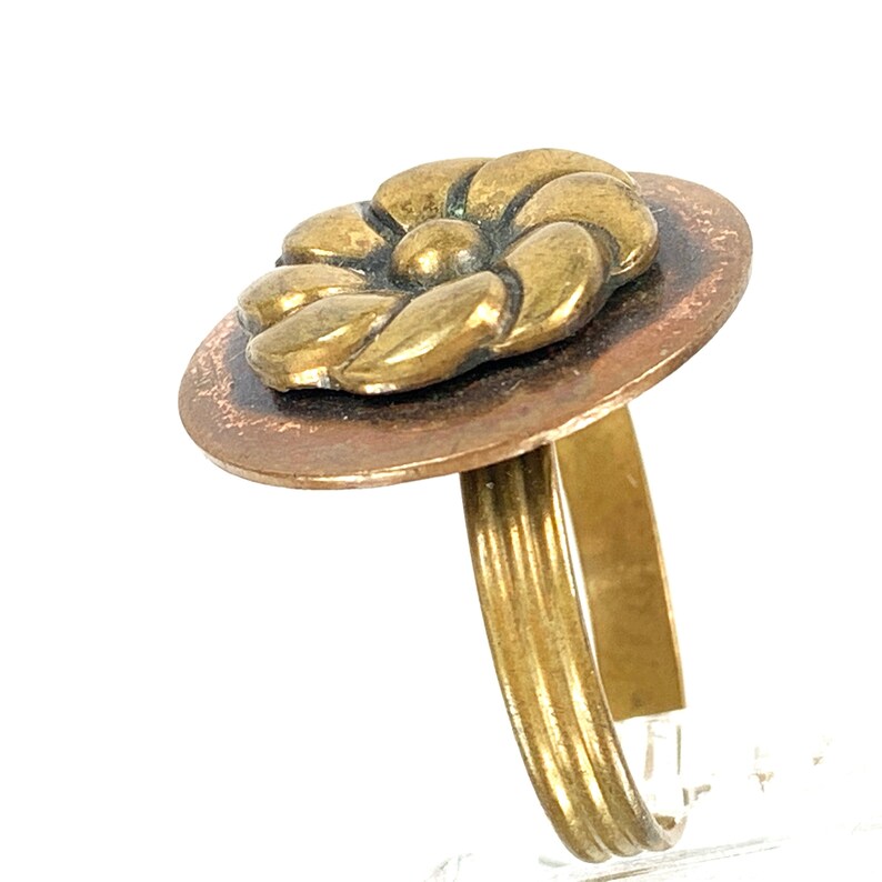 Artisan Copper and Brass Retro Repousse Ring - Etsy