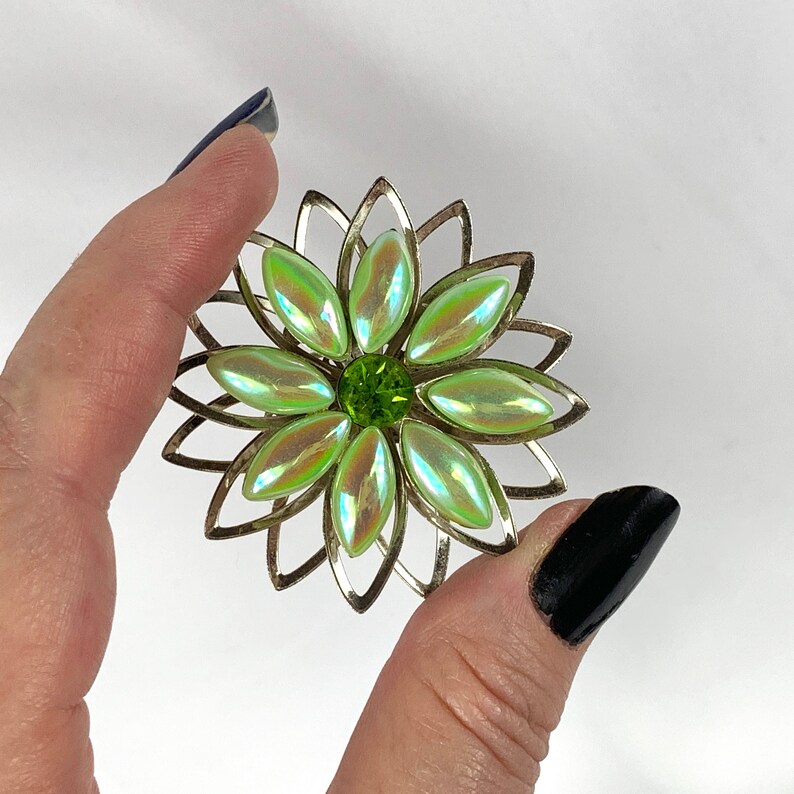 Atomic Age Mid Century Brooch Neon Green Rave Brooch | Etsy