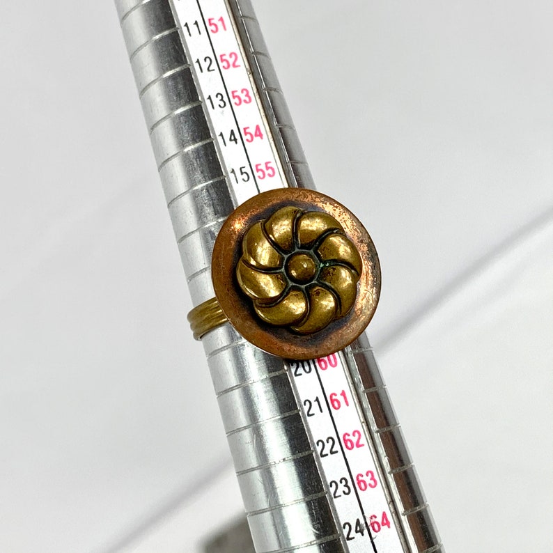 Artisan Copper and Brass Retro Repousse Ring - Etsy