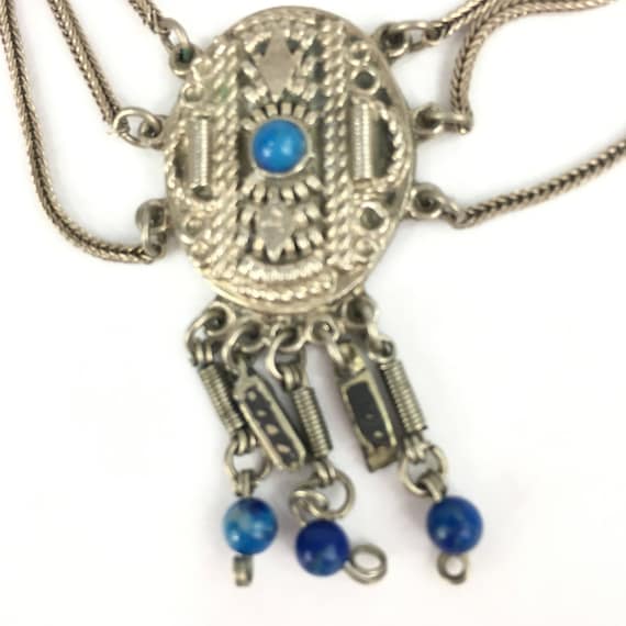 Turkish 800 Silver Turquoise Niello Necklace - Gem