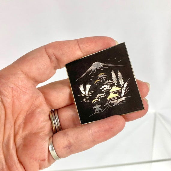 Fuji Mountain Damascene Gold Sterling Inlay Japanese … - Gem
